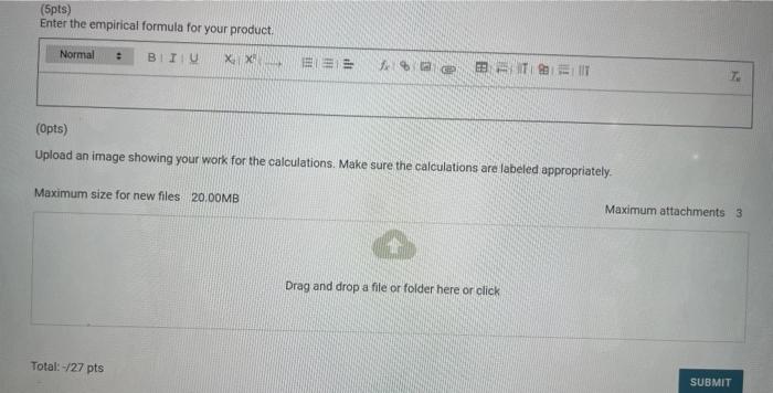 Solved Data And Report Submission - Empirical Formulas | Chegg.com