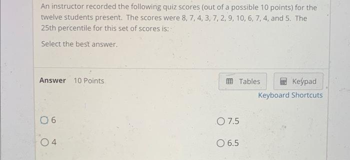Solved An instructor recorded the following quiz scores (out | Chegg.com