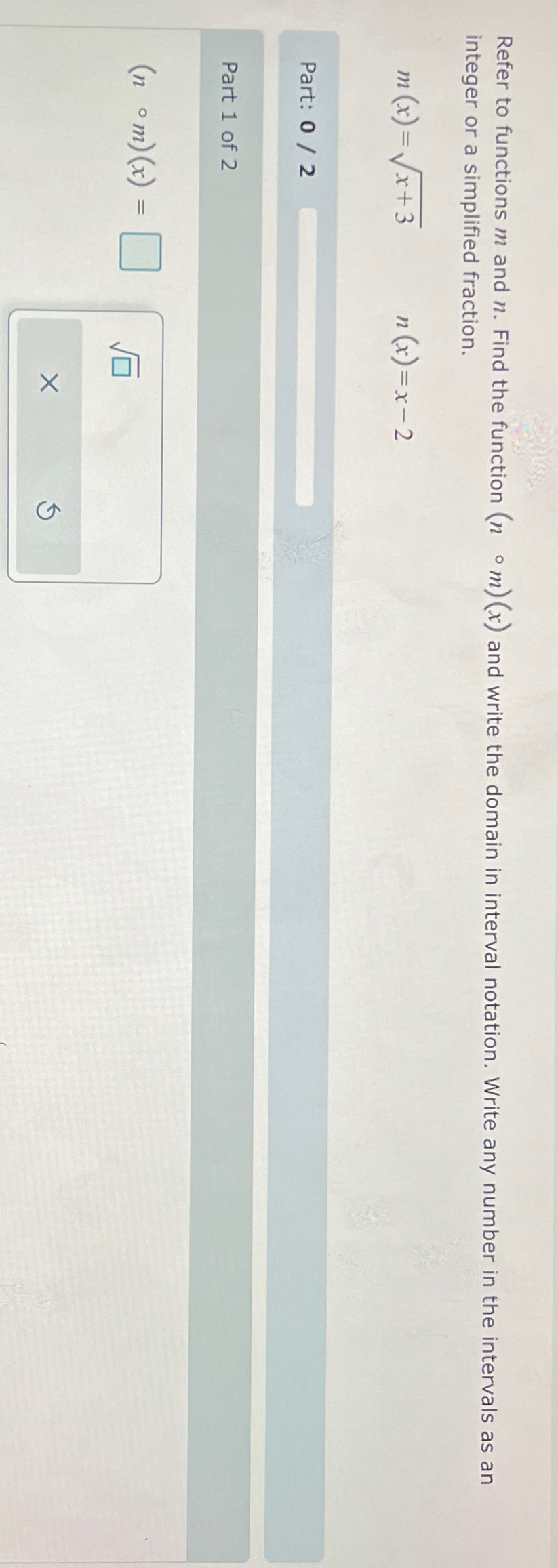 Solved Refer to functions m ﻿and n. ﻿Find the function | Chegg.com