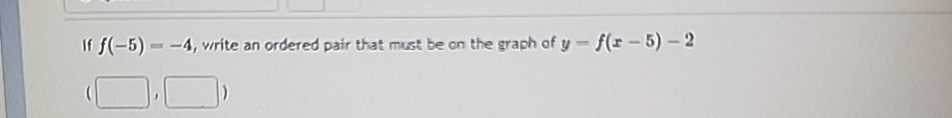 Solved If f(-5)=-4, ﻿virite an ordered pair that must be on | Chegg.com