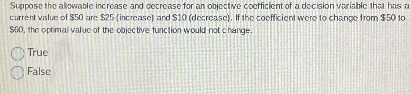 Solved Suppose the allowable inc rease and decrease for an | Chegg.com