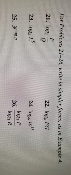 Solved For Problems 21-26, write in simpler, as in Example | Chegg.com