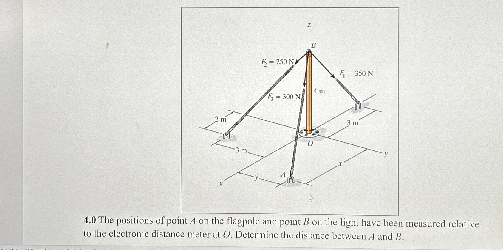 Solved The positions of point A ﻿on the flagpole and point B | Chegg.com