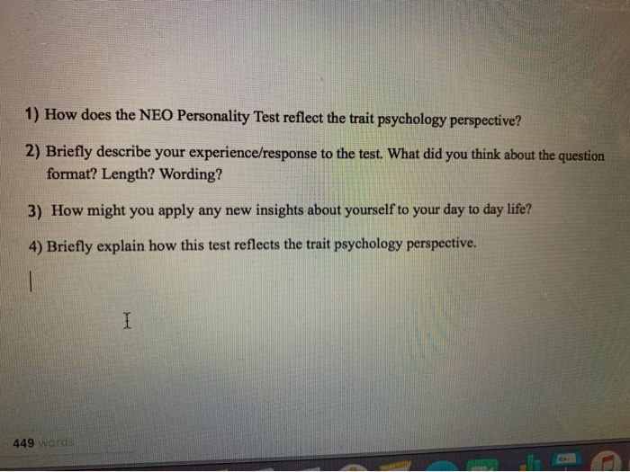 Solved 1) How does the NEO Personality Test reflect the | Chegg.com