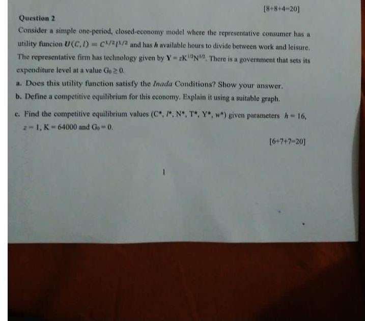 Solved Question 28+8+4=20Consider a simple one-period, | Chegg.com