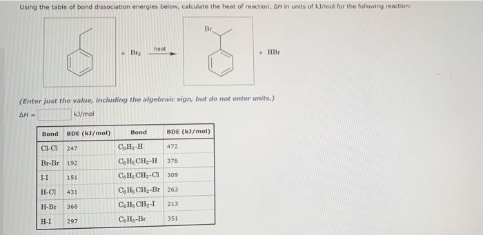 Solved +Br3n heat (Enter just the value, including the | Chegg.com