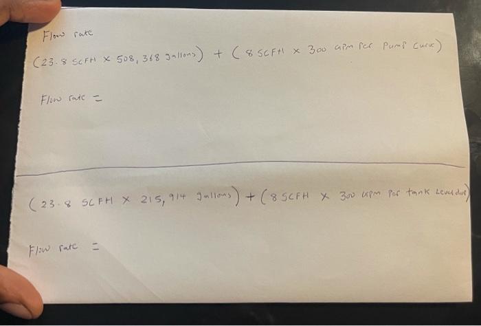 Solved rate (23.8 SCFM X 508, 368 gallons) + (8 SCFH x 300 | Chegg.com