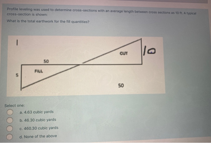 Solved Profile leveling was used to determine cross-sections | Chegg.com