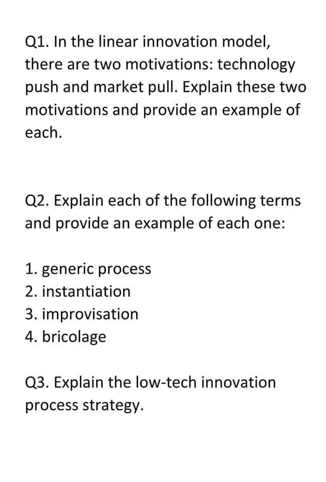 Solved Q1. In the linear innovation model, there are two | Chegg.com