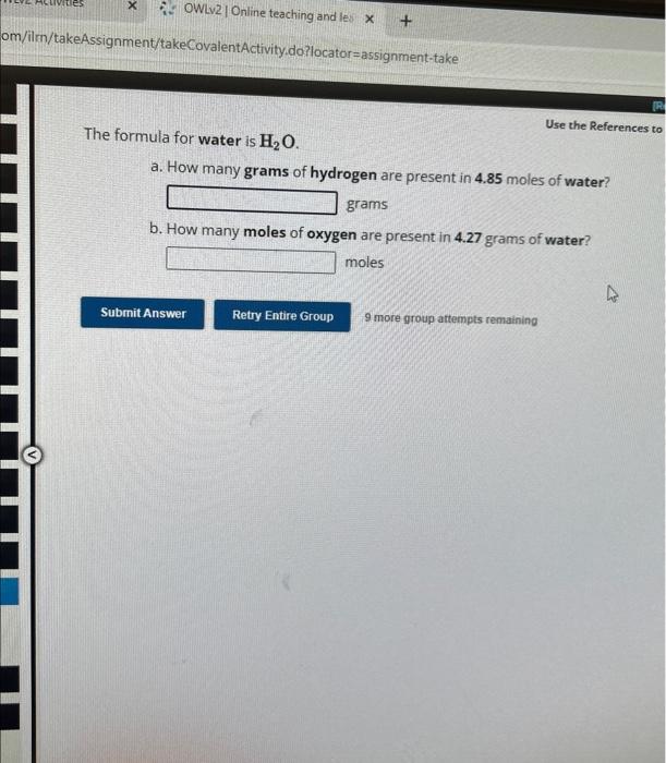 Solved Use the Reference The formula for water is H2O. a. | Chegg.com