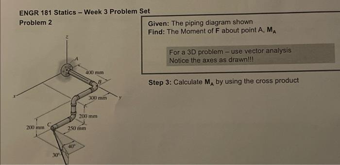 Solved ENGR 181 Statics - Week 3 Problem Set Problem 2 | Chegg.com