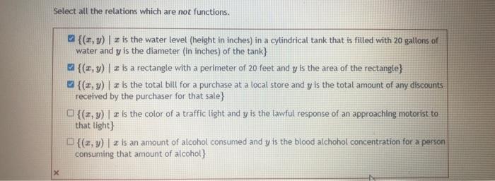 Solved Select all the relations which are not functions. | Chegg.com