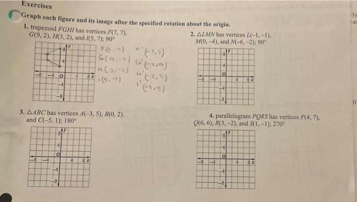 Solved Exercises - Graph each figure and its image after the | Chegg.com