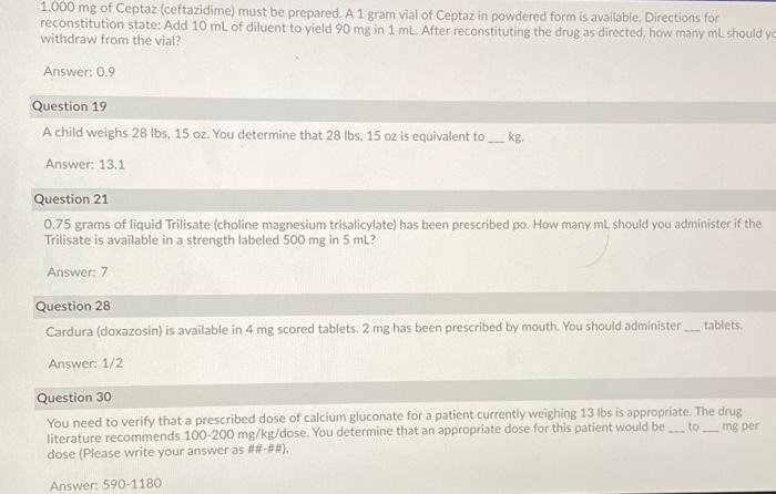 Solved 1,000 mg of Ceptaz (ceftazidime) must be prepared. A | Chegg.com