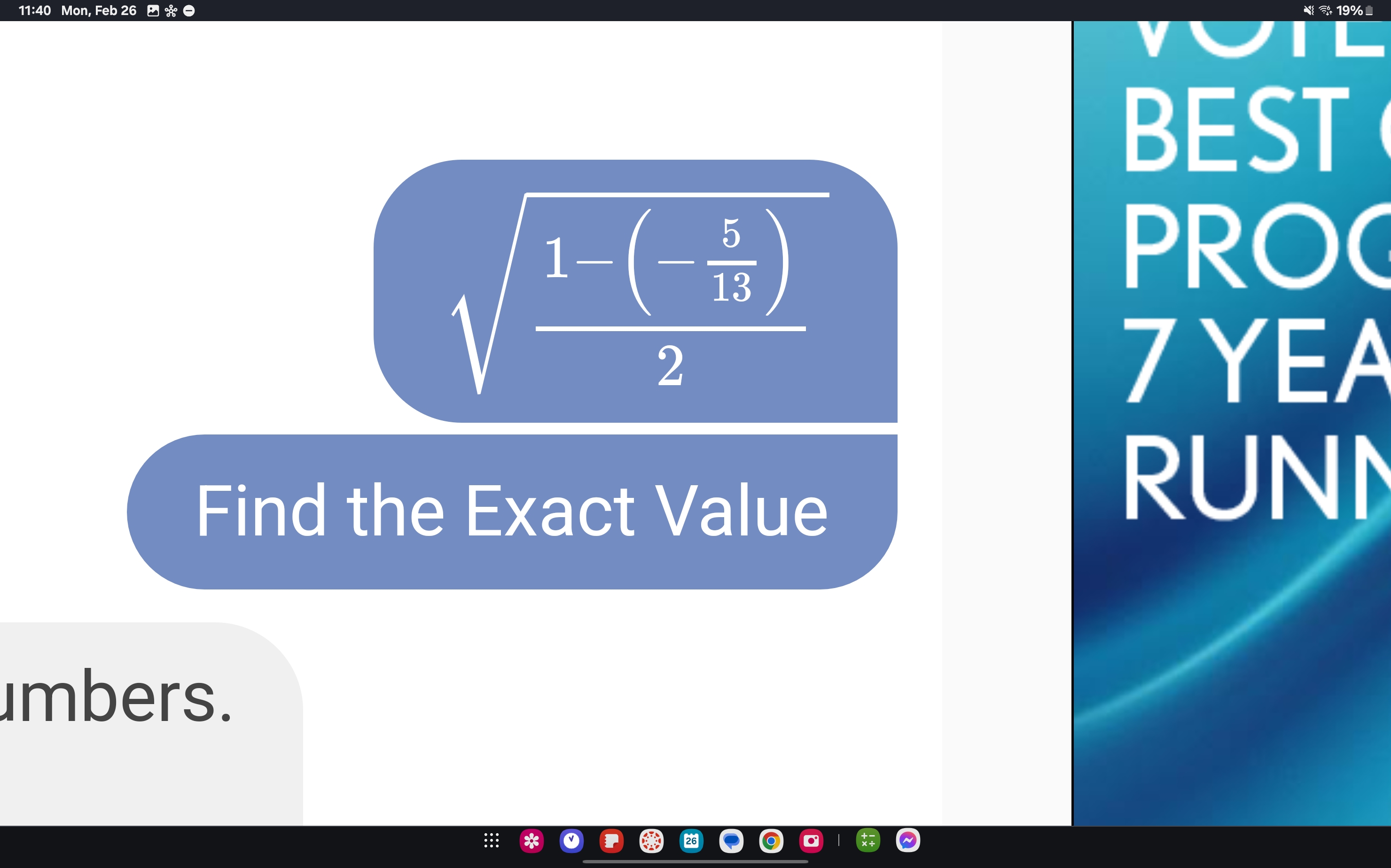 Solved 1-(-513)22Find the Exact Value | Chegg.com