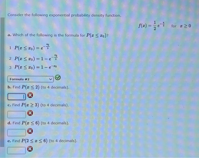 Solved Consider the following exponential probability | Chegg.com