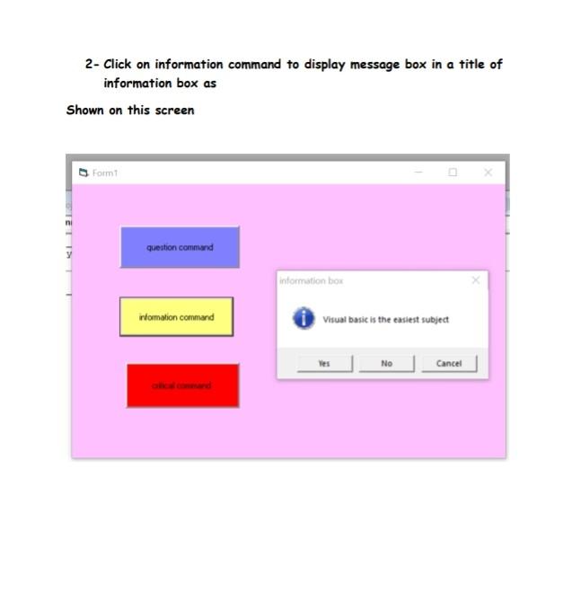 Solved 2- Click on information command to display message | Chegg.com