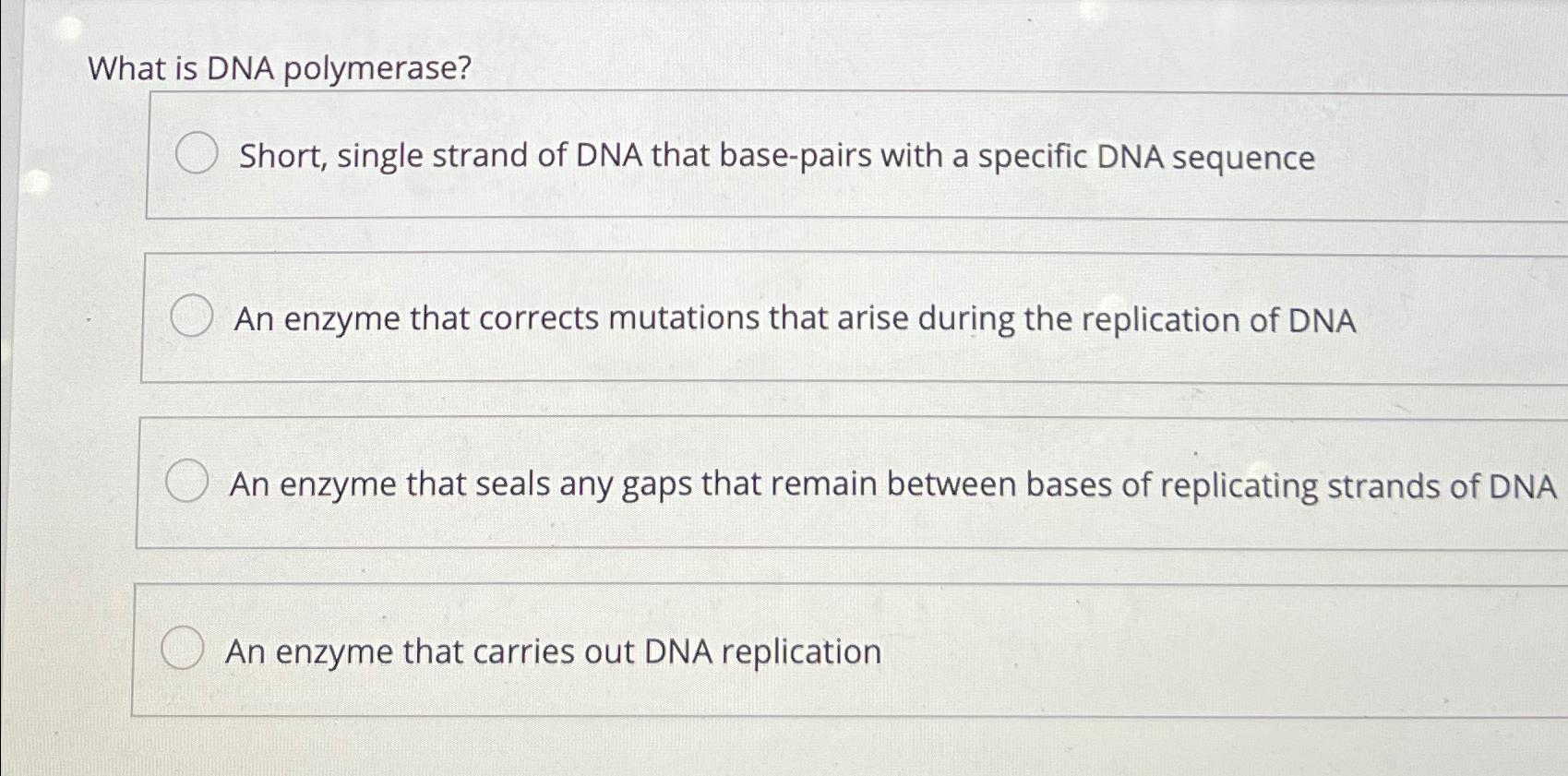 Solved What is DNA polymerase?Short, single strand of DNA | Chegg.com