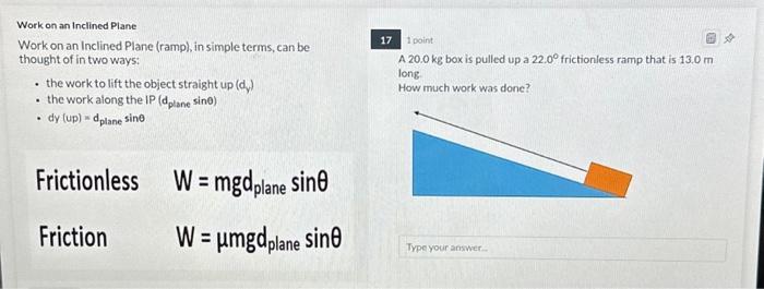 Solved Work on an Inclined Plane Work on an Inclined Plane | Chegg.com