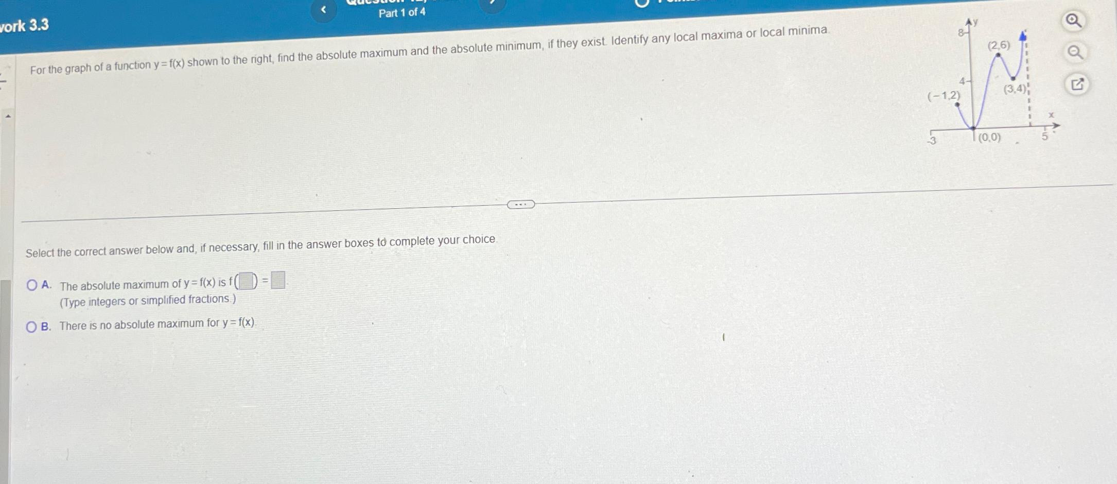Solved rork 3.3Part 1 ﻿of 4For the graph of a function | Chegg.com