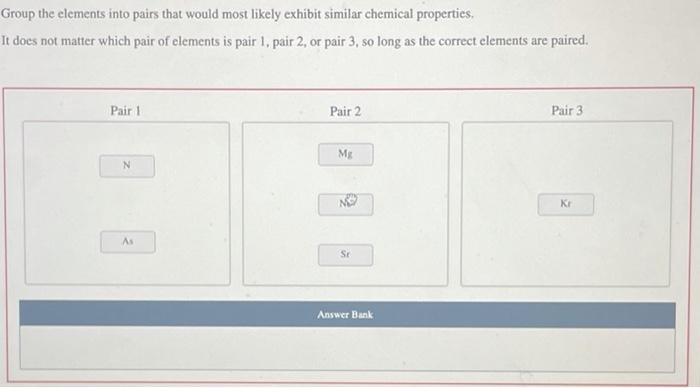 Solved Group the elements into pairs that would most likely | Chegg.com