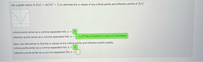 Solved Use a graph below of f(x)=ln(7x2+1) to estimate the | Chegg.com