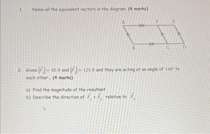 Solved 1. Name all the equivalent vectors in the diagram. (4 | Chegg.com