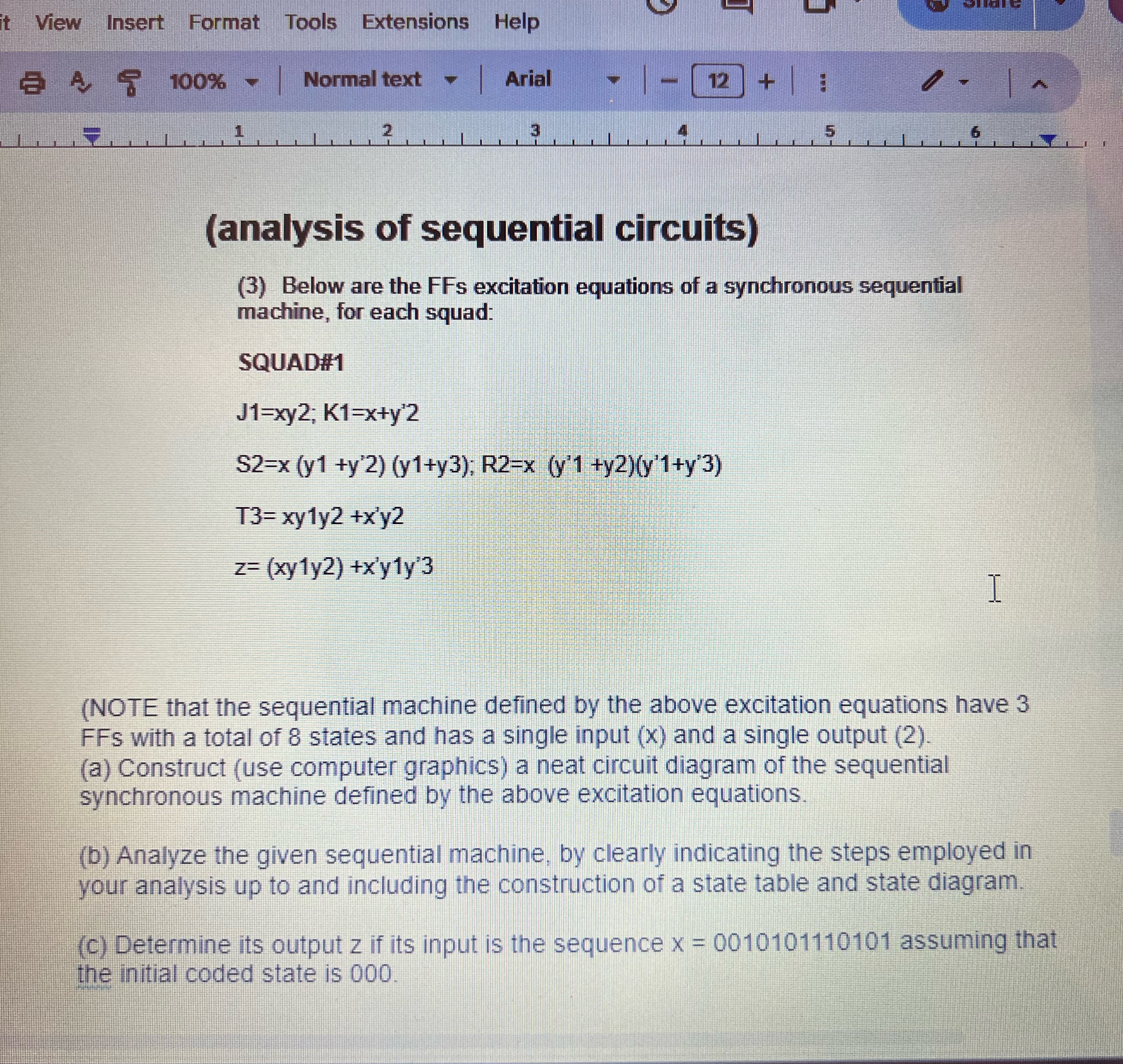 Solved (analysis of sequential circuits)(3) ﻿ Below are | Chegg.com