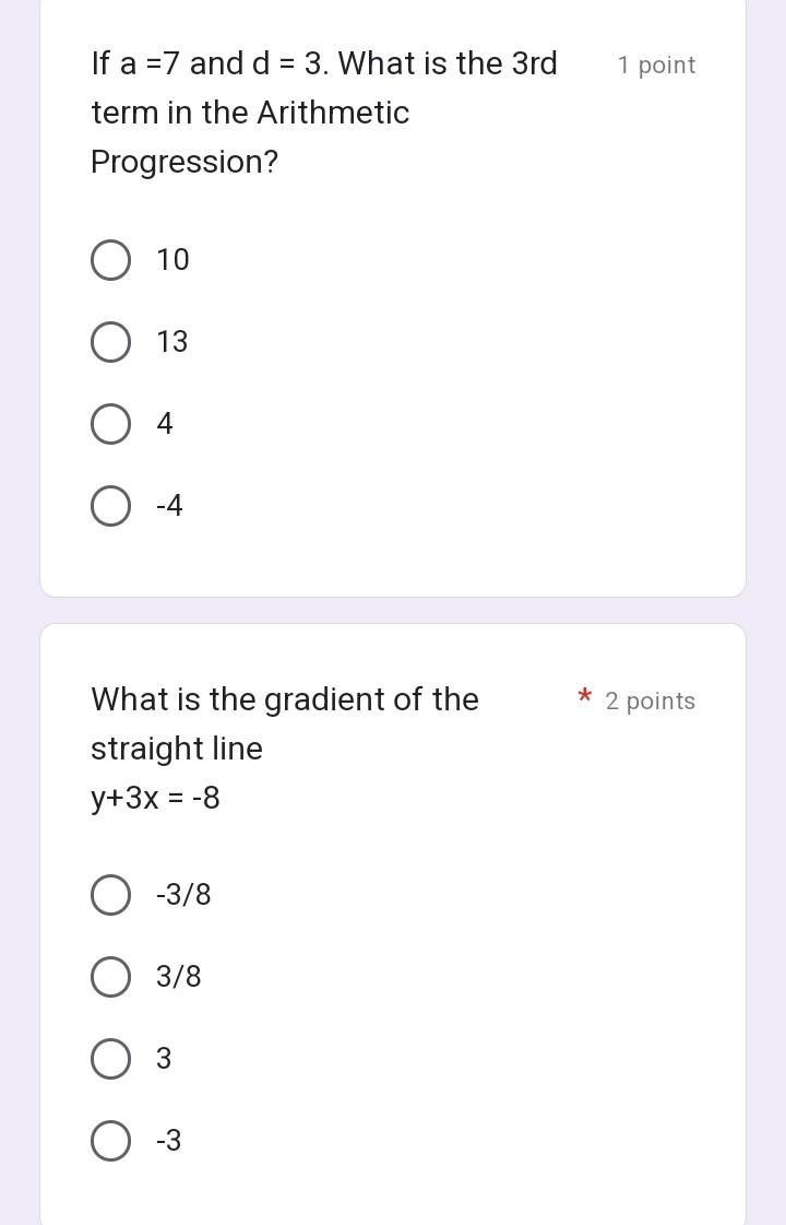 Solved If a=7 and d=3. What is the 3rd 1 point term in the | Chegg.com