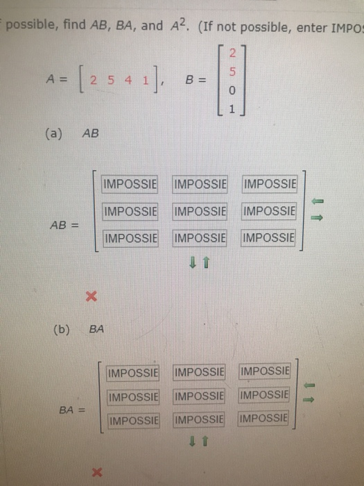 Solved Possible Find Ab Ba And A2 If Not Possible Enter 3557