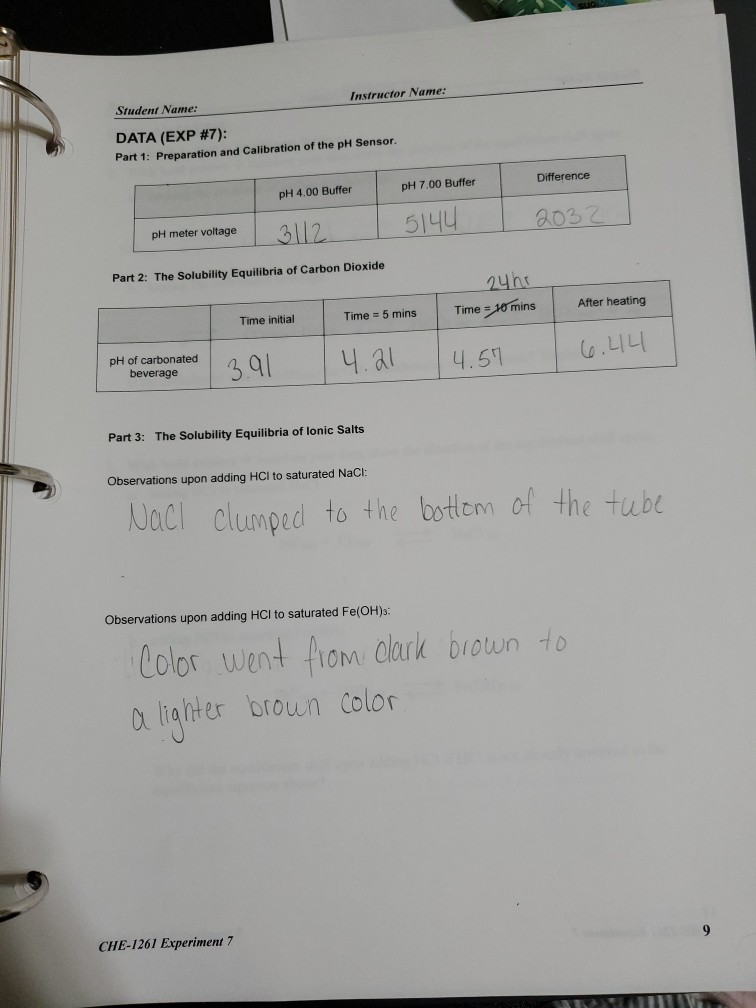 Solved Instructor Name: Student Name: DATA (EXP #7): Part 1: | Chegg.com