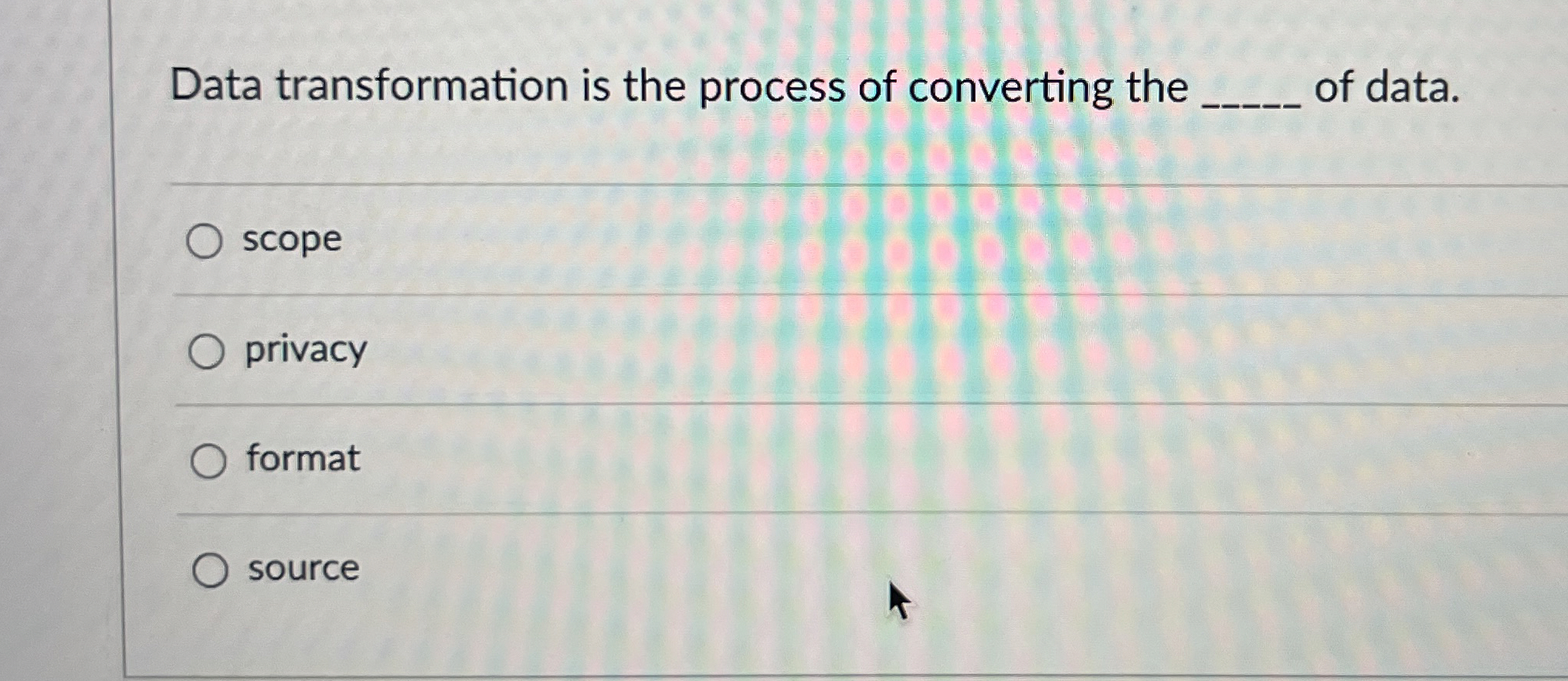 Solved Data transformation is the process of converting the | Chegg.com
