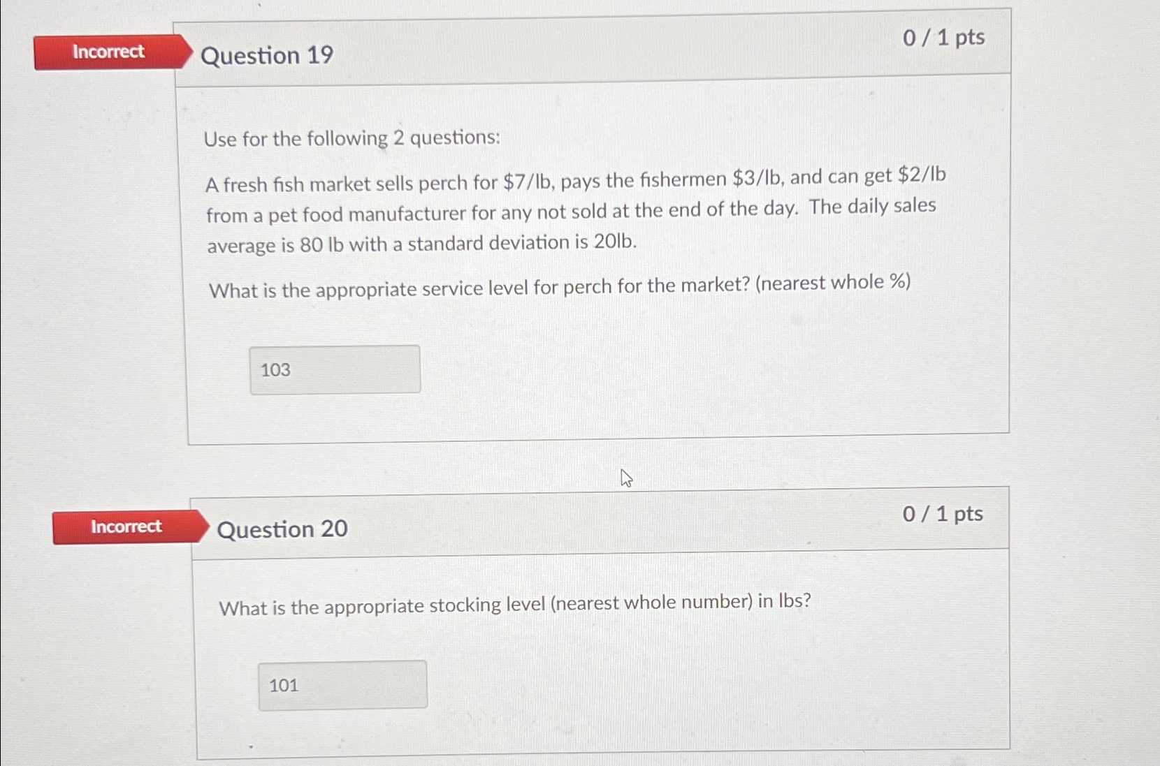 Solved IncorrectQuestion 1901 ﻿ptsUse for the following 2 | Chegg.com