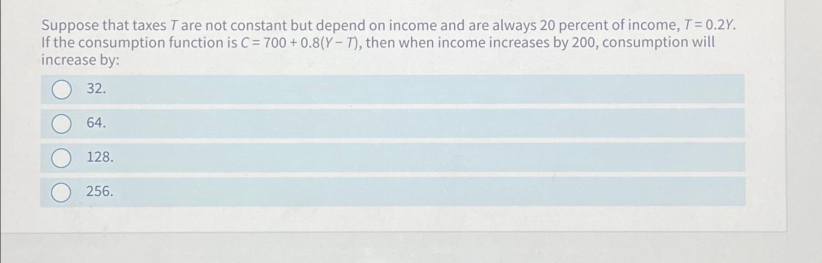Solved Suppose that taxes T ﻿are not constant but depend on | Chegg.com