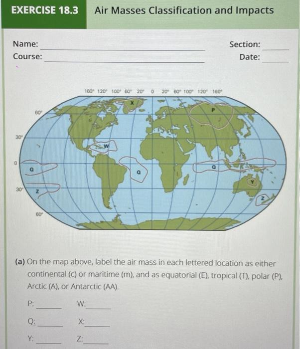 Solved EXERCISE 18.3 Air Masses Classification and Impacts | Chegg.com