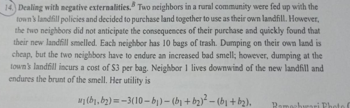 Solved 14.) ﻿Dealing with negative externalities. ?B ﻿Two | Chegg.com