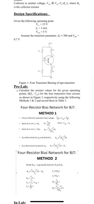 Objectives Four Resistors-Bias Circuit Using LTSpice | Chegg.com