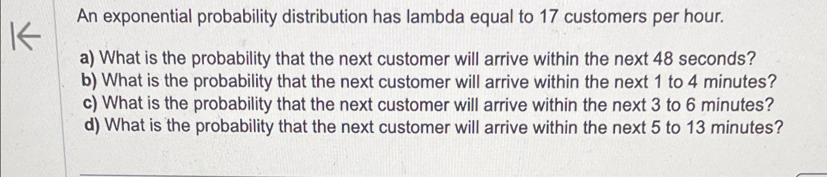 Solved An exponential probability distribution has lambda | Chegg.com