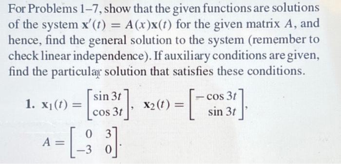 Solved For Problems 1-7, show that the given functions are | Chegg.com