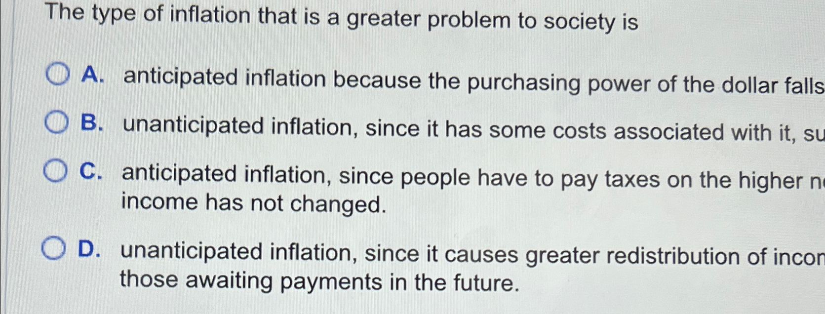 Solved The type of inflation that is a greater problem to | Chegg.com