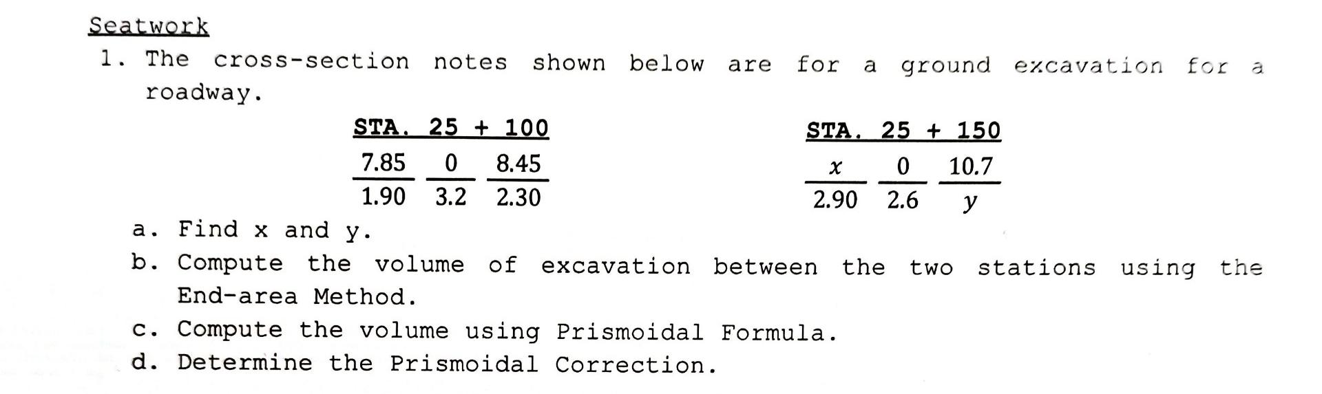 Seatwork 1. The cross-section notes shown below are | Chegg.com
