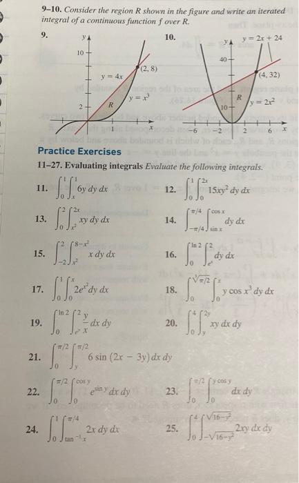 Solved 9-10. Consider the region R shown in the figure and | Chegg.com