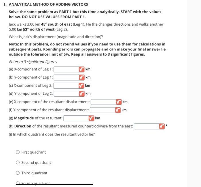 ANALYTICAL METHOD OF ADDING VECTORS Solve the same | Chegg.com