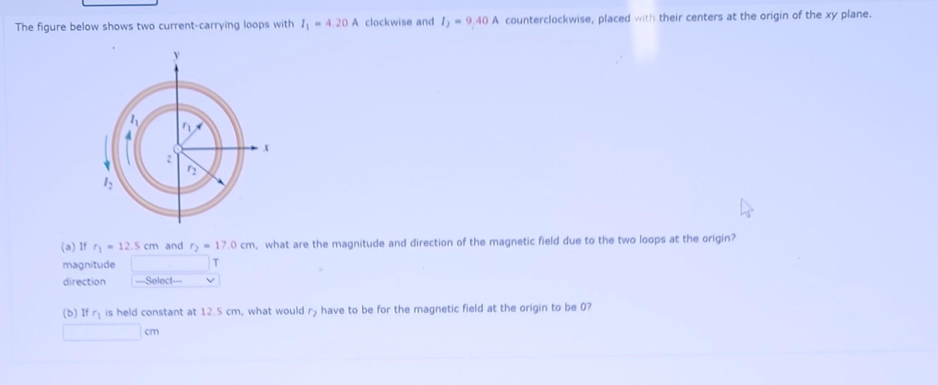 Solved The figure below shows two current-carrying loops | Chegg.com