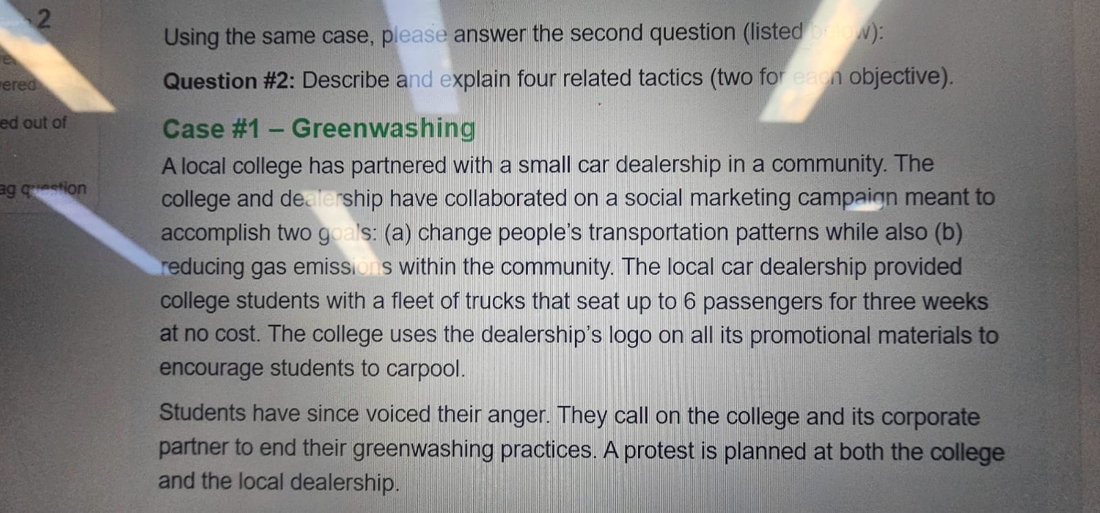 Solved Using the same case, please answer the second | Chegg.com