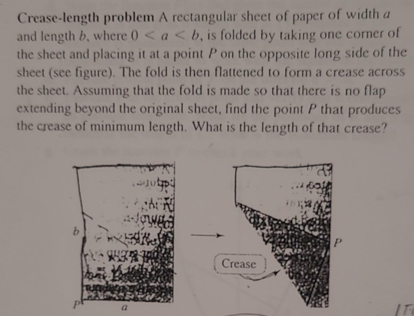 Solved Crease-length problem A rectangular sheet of paper of | Chegg.com