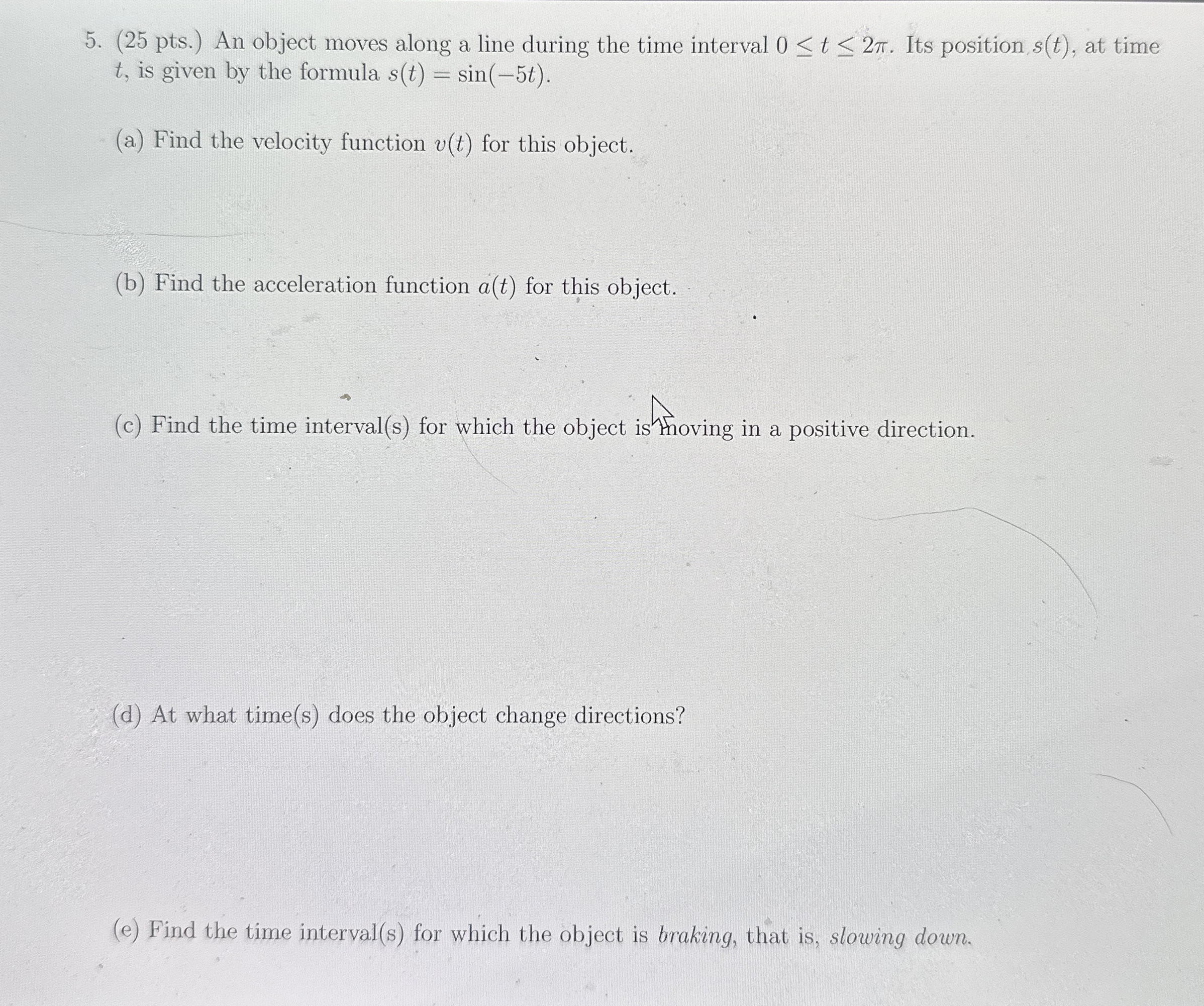 25 ﻿pts ﻿an Object Moves Along A Line During The
