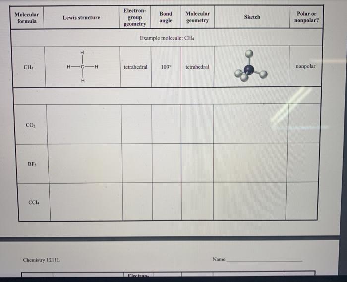 Solved Molecular formula Lewis structure Electron- group | Chegg.com