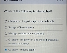 Solved Which of the following is mismatched?interphase - | Chegg.com