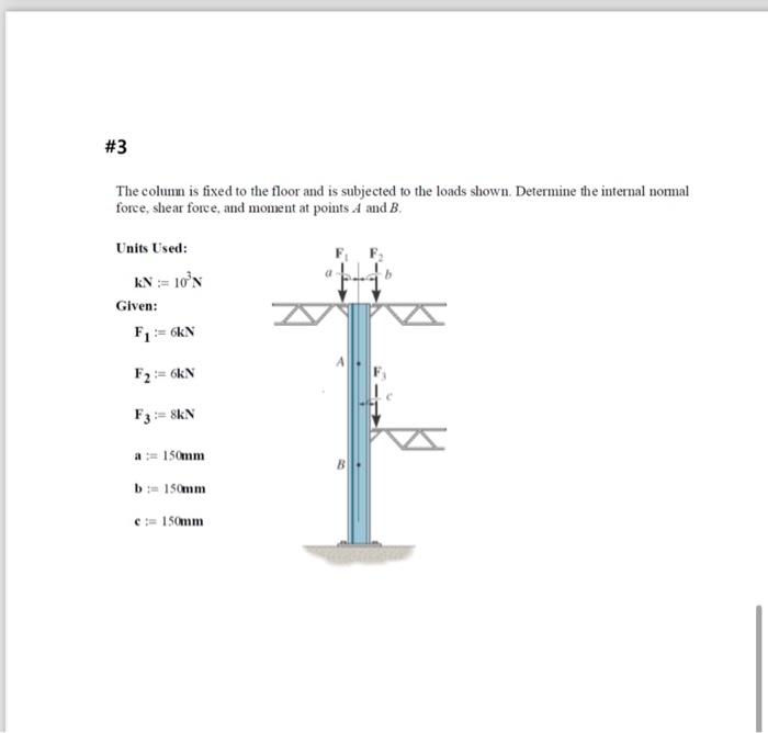 Solved The column is fixed to the floor and is subjected to | Chegg.com